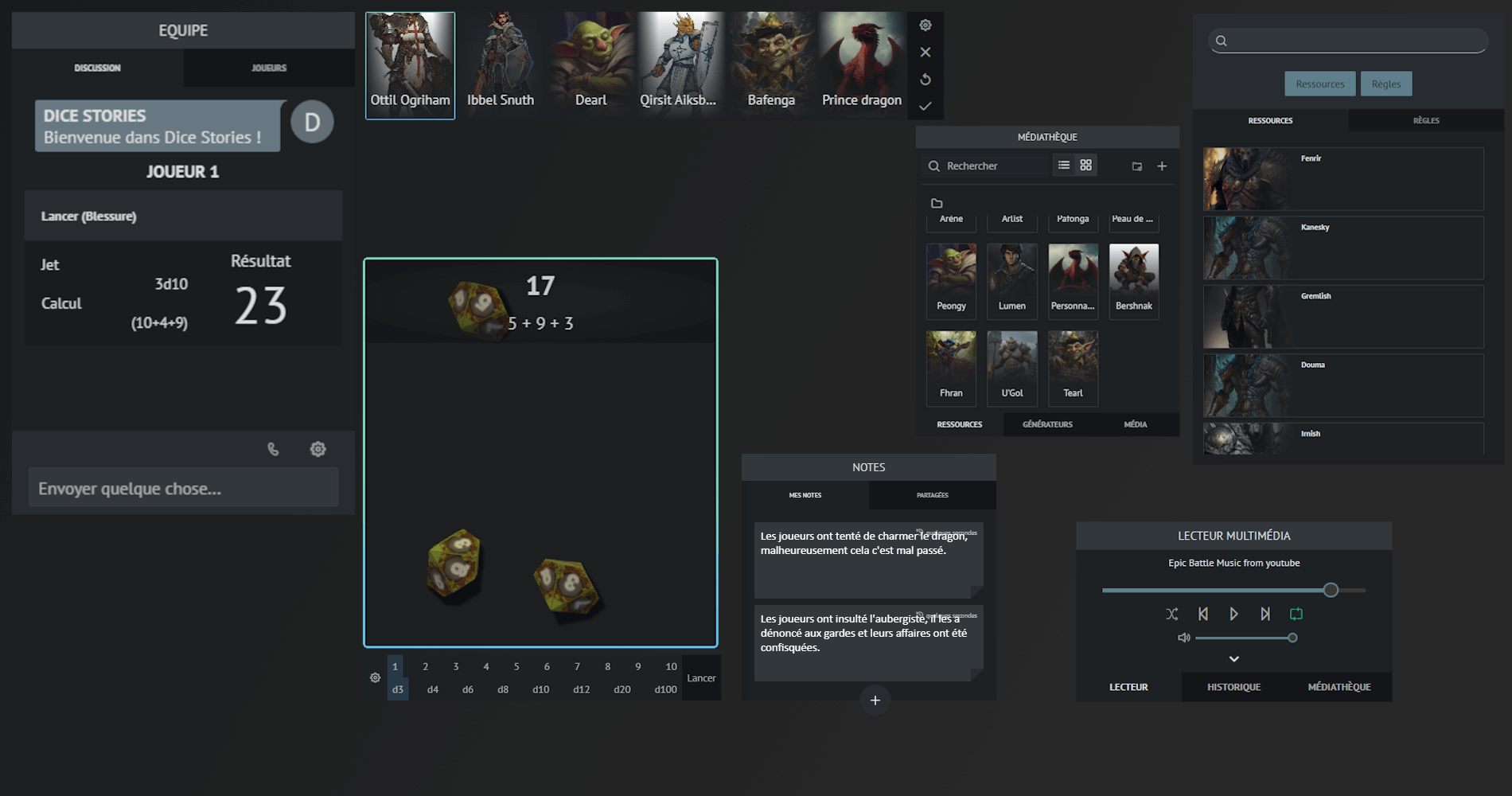 Dice stories